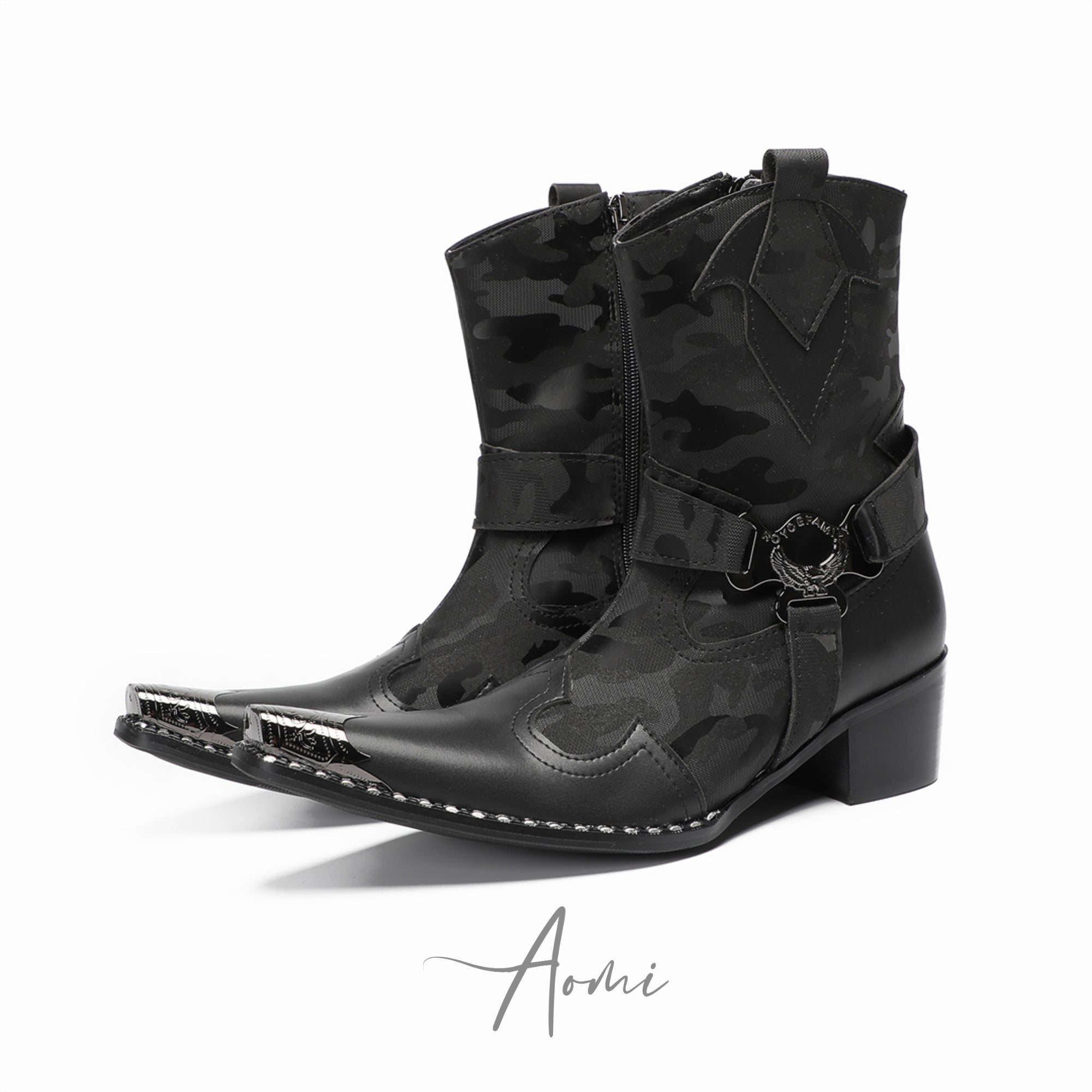 Dark Camo Metal Tip Western Boots #4154 | Edgy Fashion | Aomishoes ...