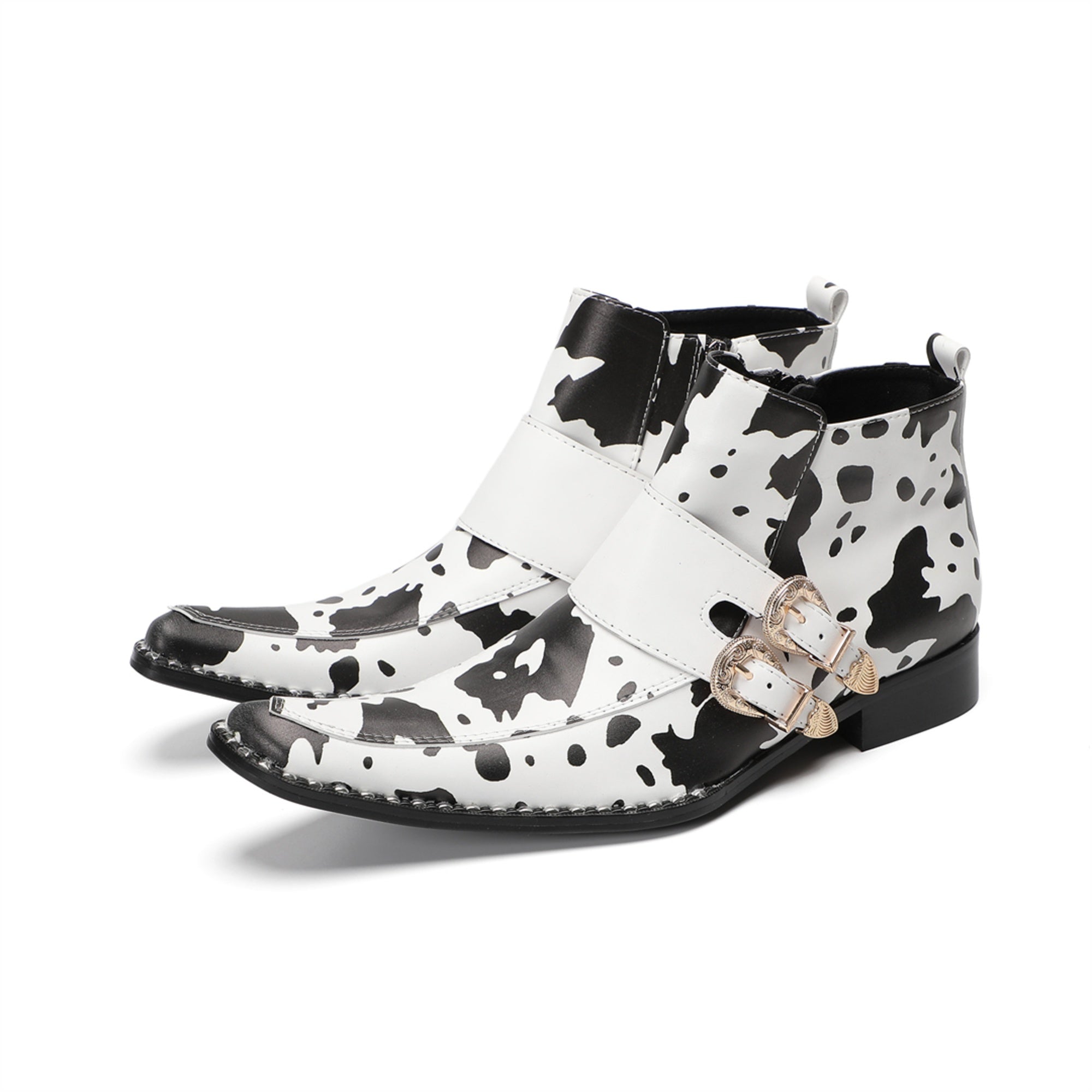 Striking Cow Print Buckle Boots | Western Style | Aomishoes – Aomishoes®